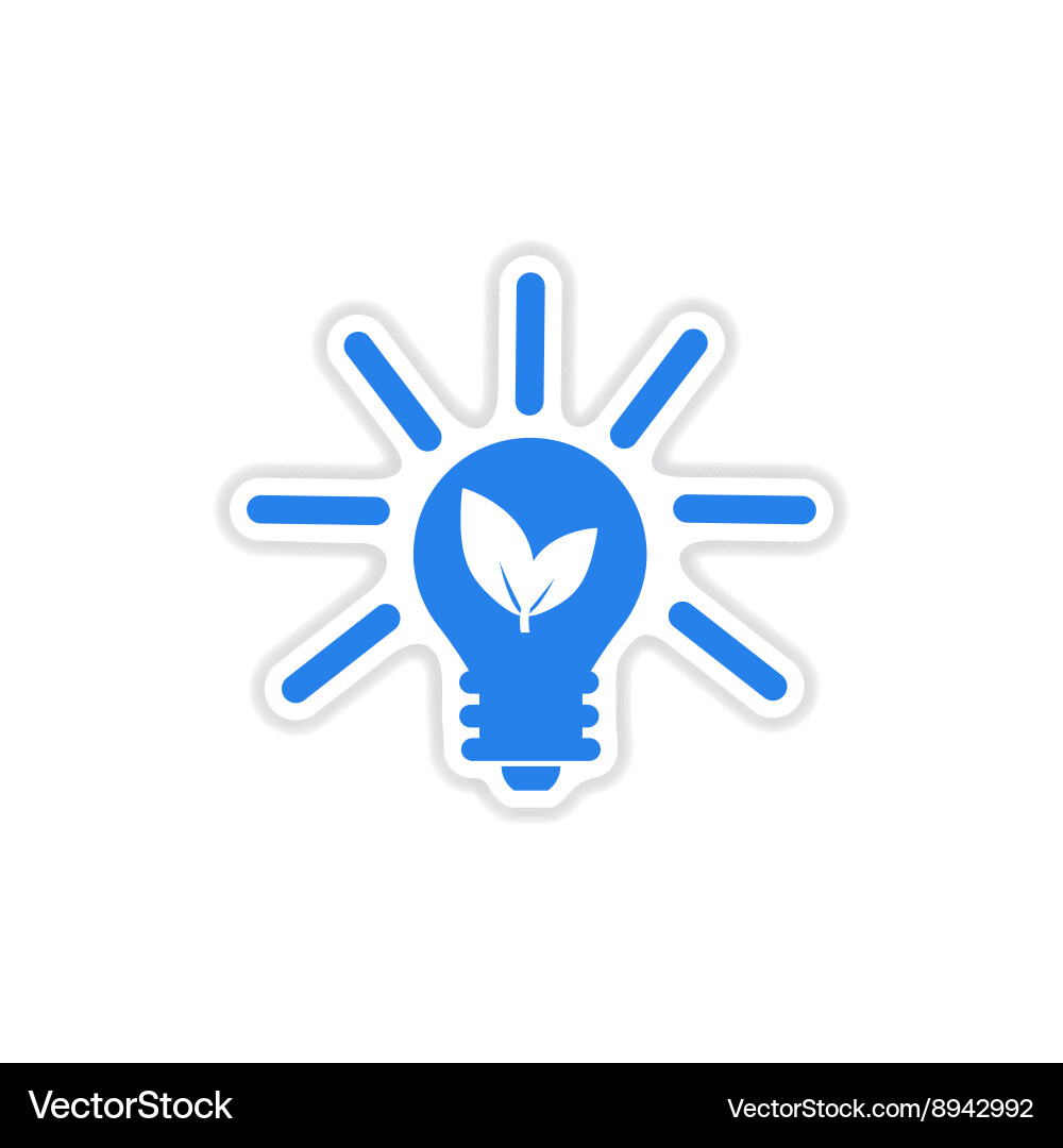 Paper sticker on white background eco light bulb Vector Image