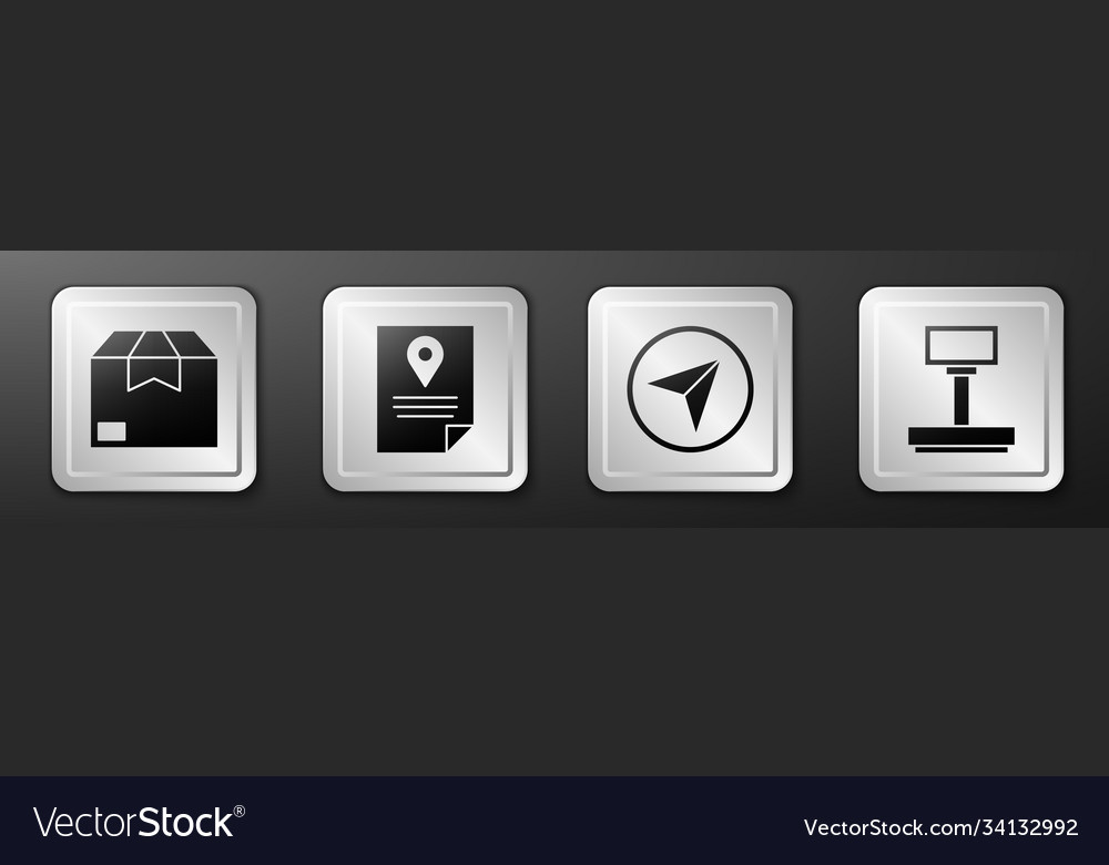 Set carton cardboard box document tracking marker Vector Image