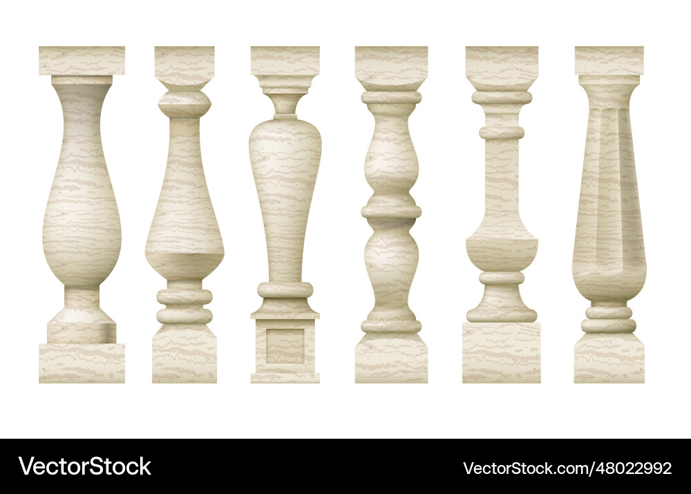 Set of classic old marble balusters Royalty Free Vector