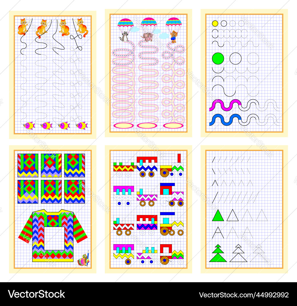 Set of educational pages on square paper Vector Image