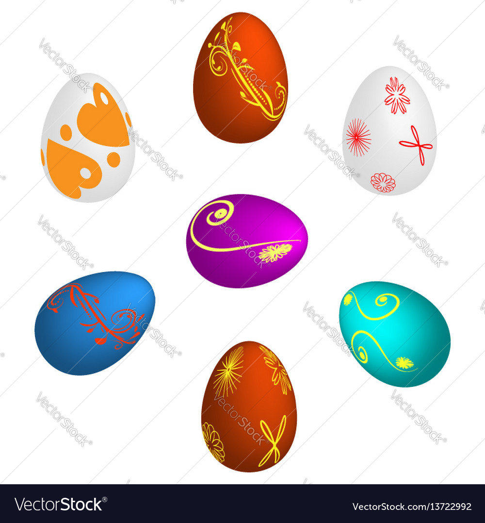 Seven easter eggs painted Royalty Free Vector Image