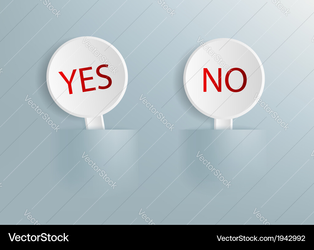 Signs with the words yes Royalty Free Vector Image