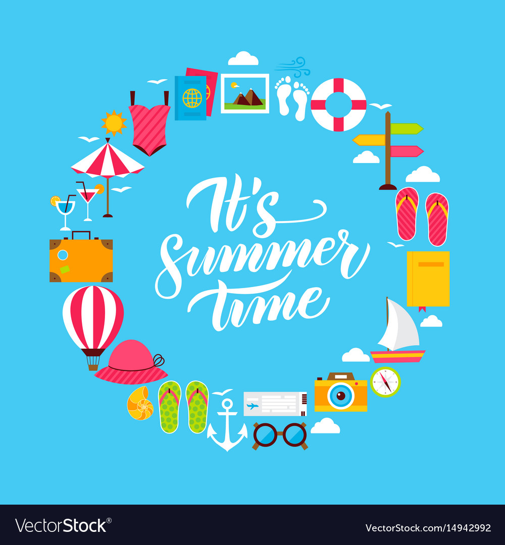 Summer flat circle Royalty Free Vector Image - VectorStock