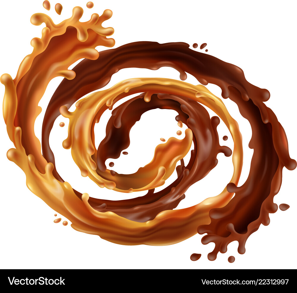 3d realistic swirl chocolate caramel Royalty Free Vector