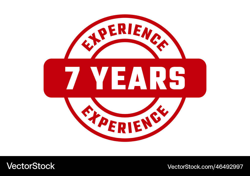7 years experience rubber stamp Royalty Free Vector Image