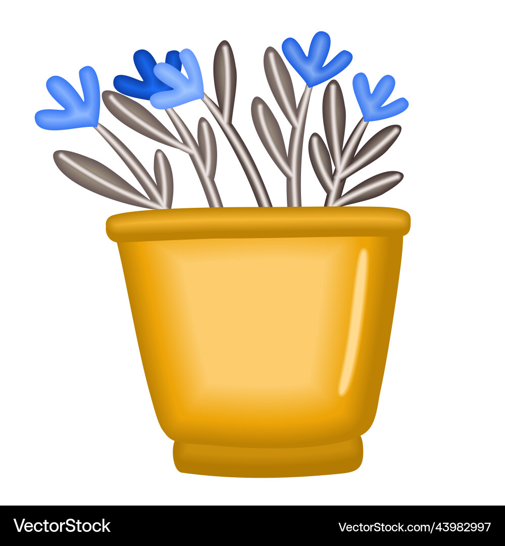 Blue flowers in a pot isolated Royalty Free Vector Image