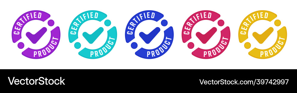 Certified product stamp set isolated on white Vector Image