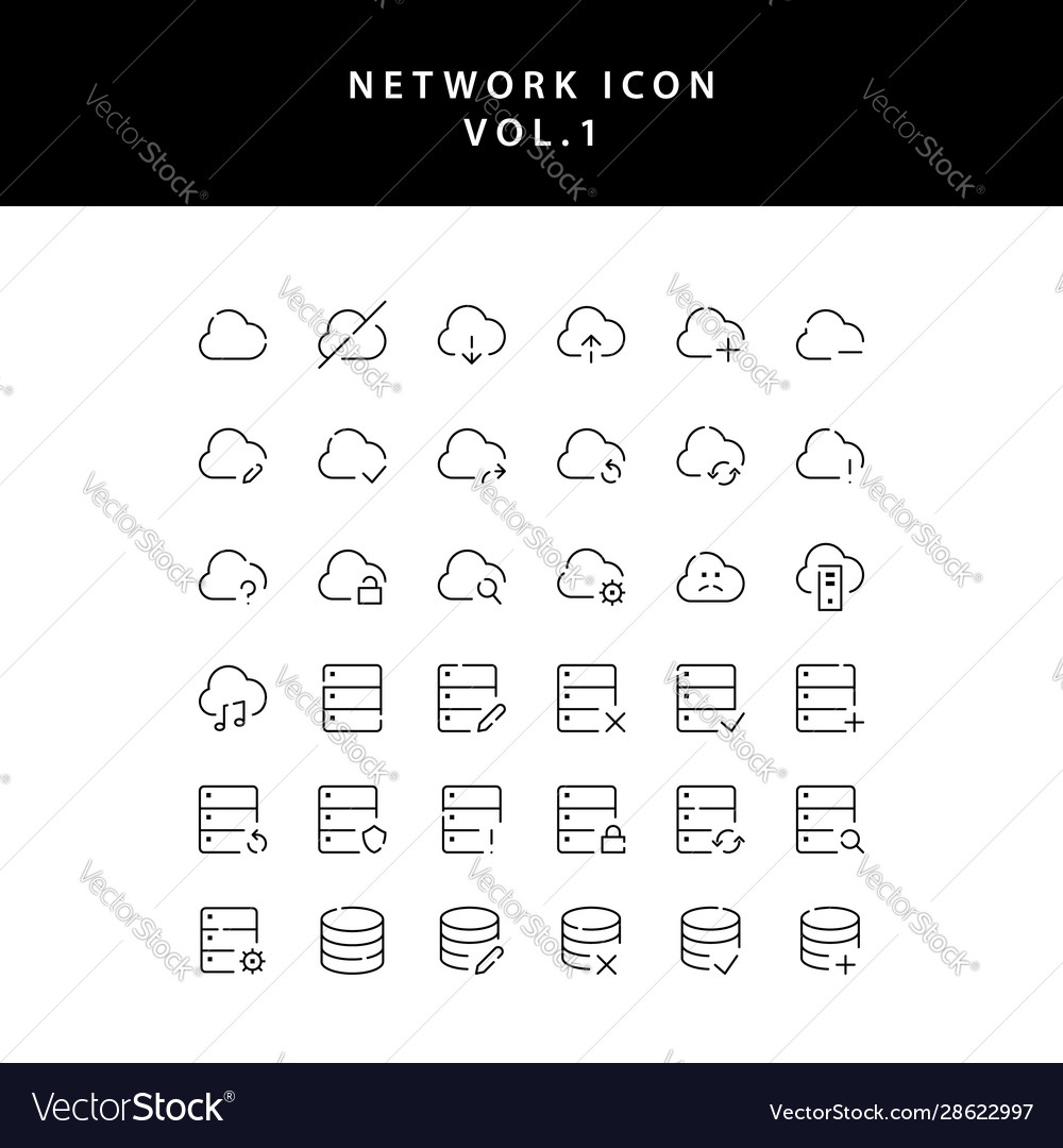 Cloud computing network outline icon set vol1 Vector Image