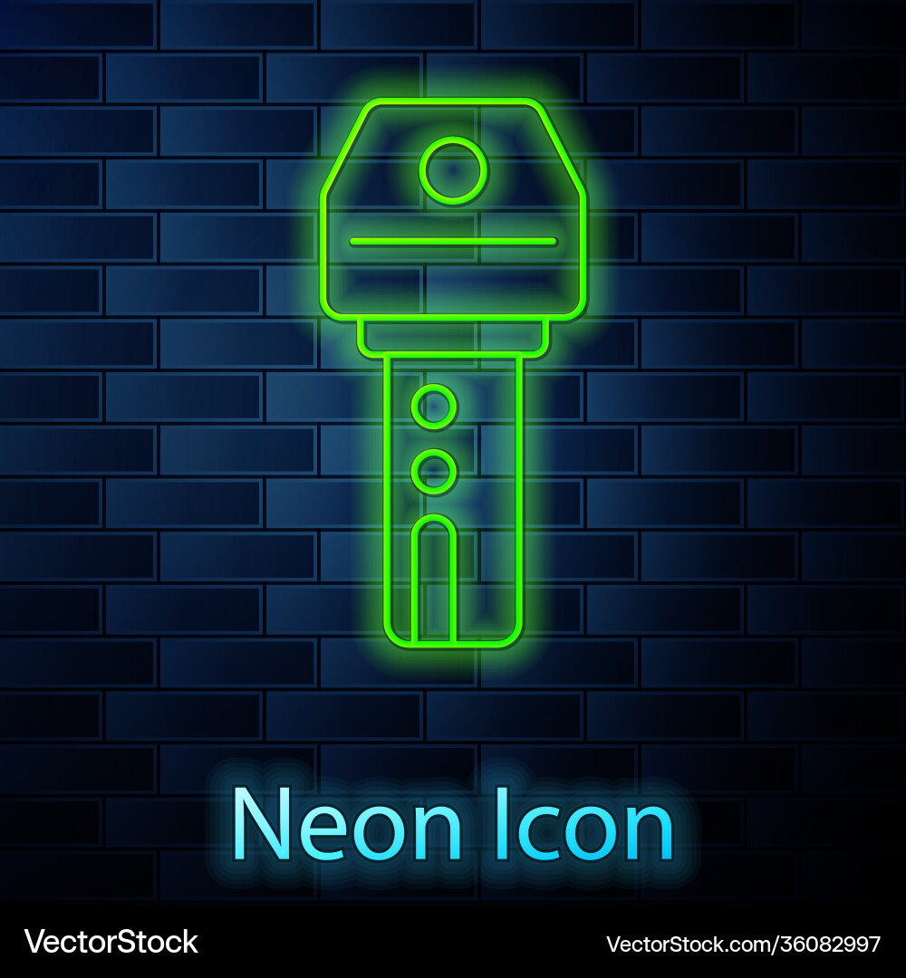 Glowing neon line car key with remote icon Vector Image