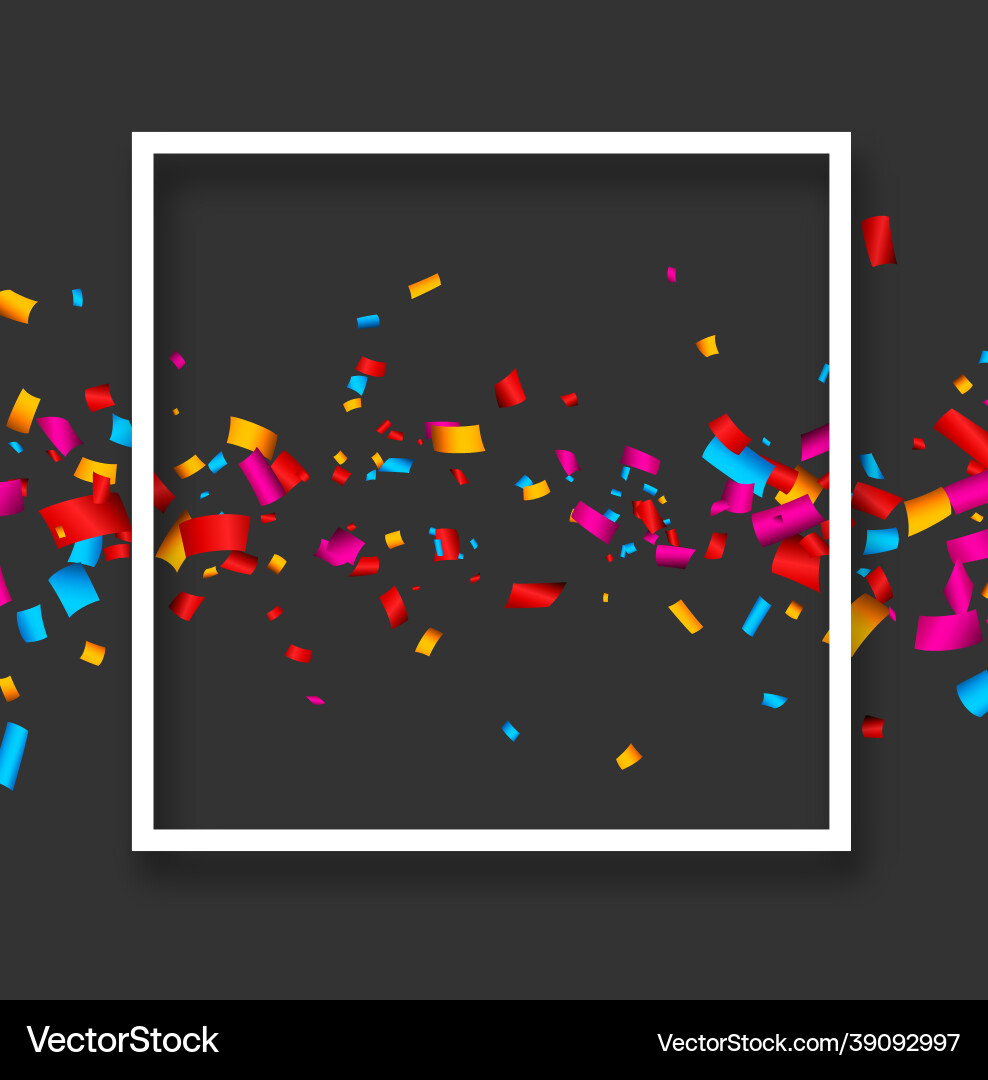 Grey festive background with colorful confetti Vector Image
