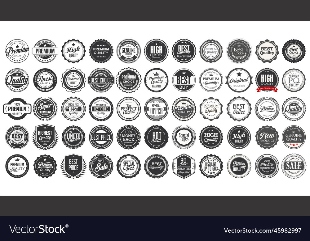 Premium quality retro vintage badges isolated Vector Image