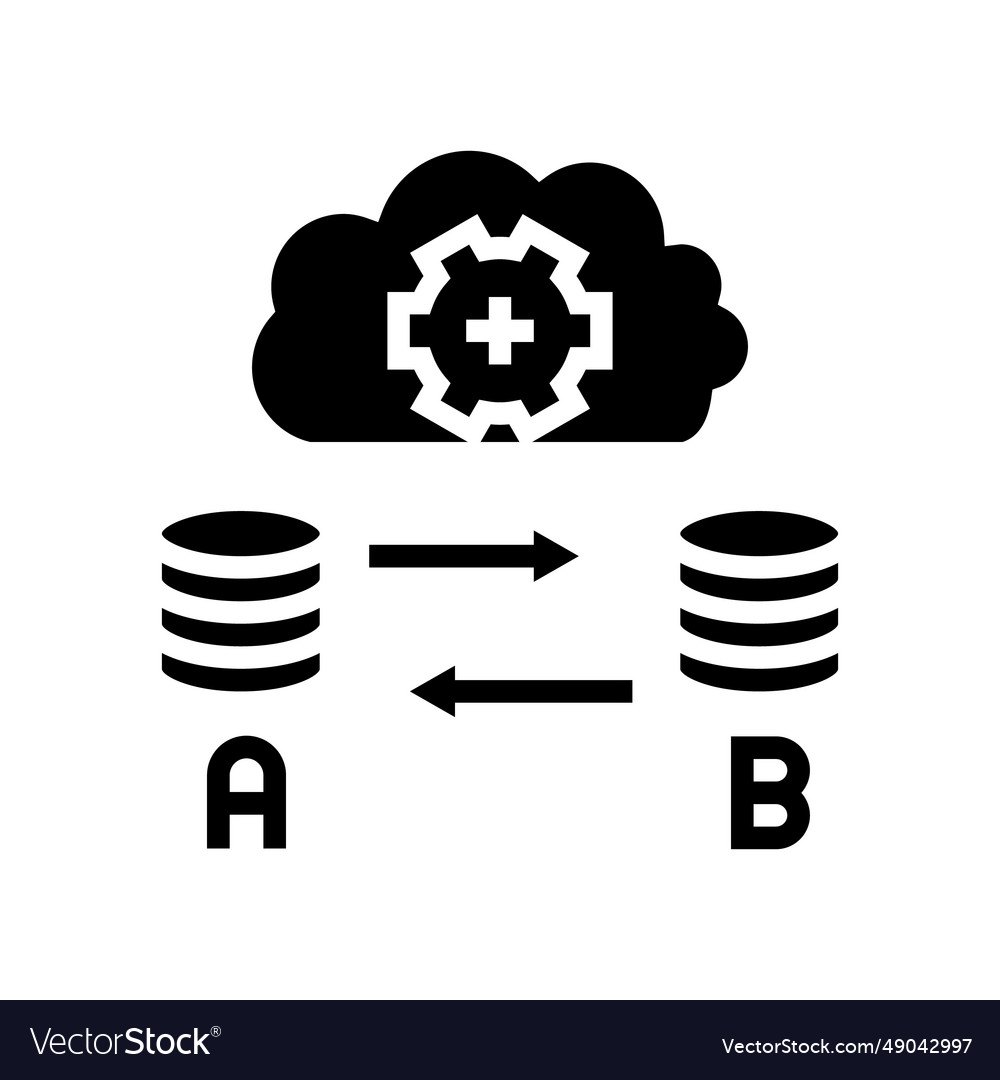 Replication database glyph icon Royalty Free Vector Image