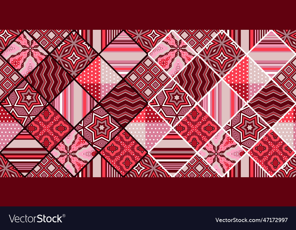 Seamless patchwork pattern in pink tones Vector Image