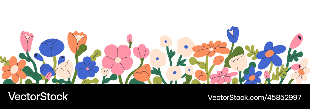 Spring meadow flowers border banner with summer Vector Image
