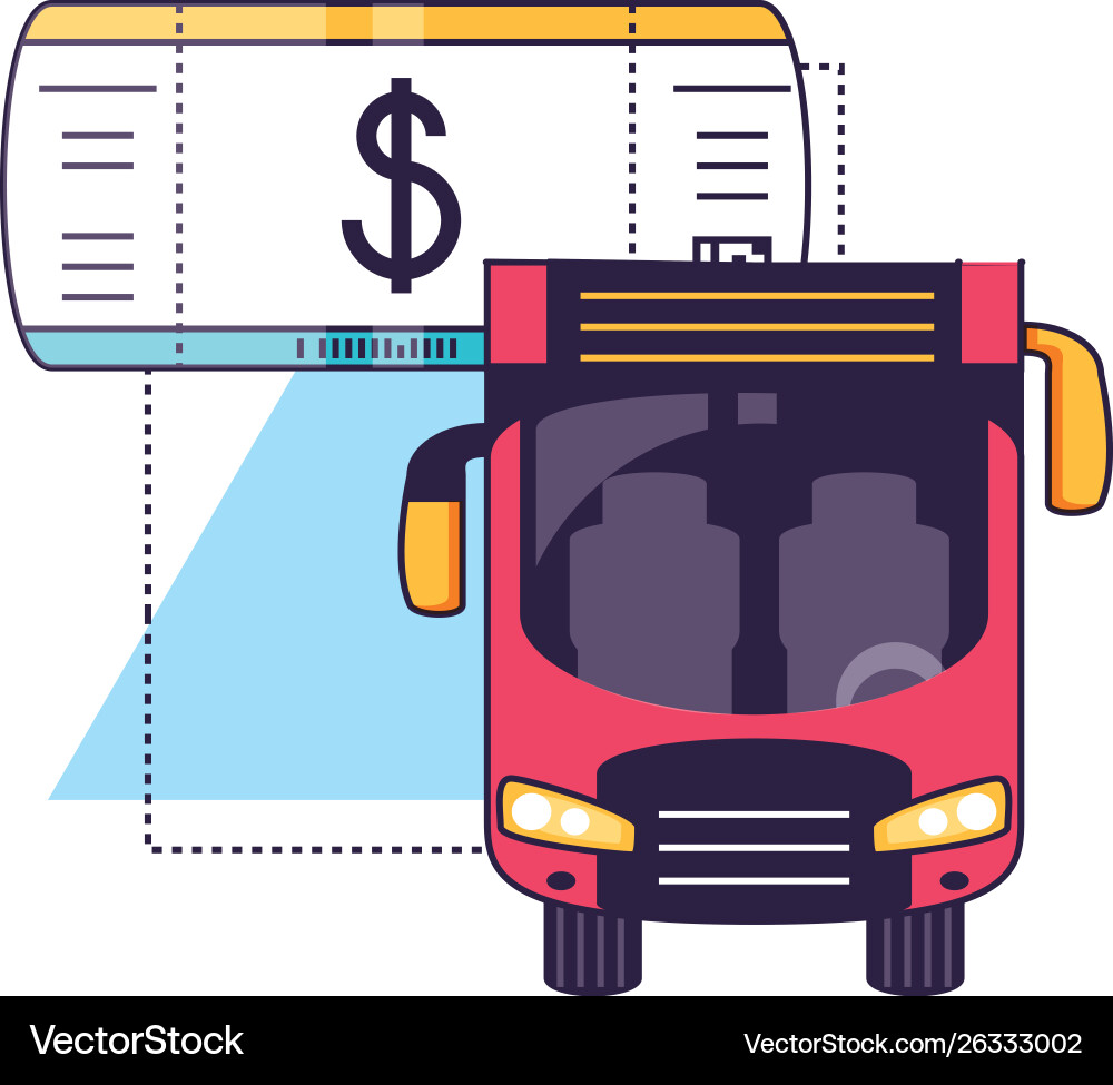 Bus transport vehicle with ticket Royalty Free Vector Image