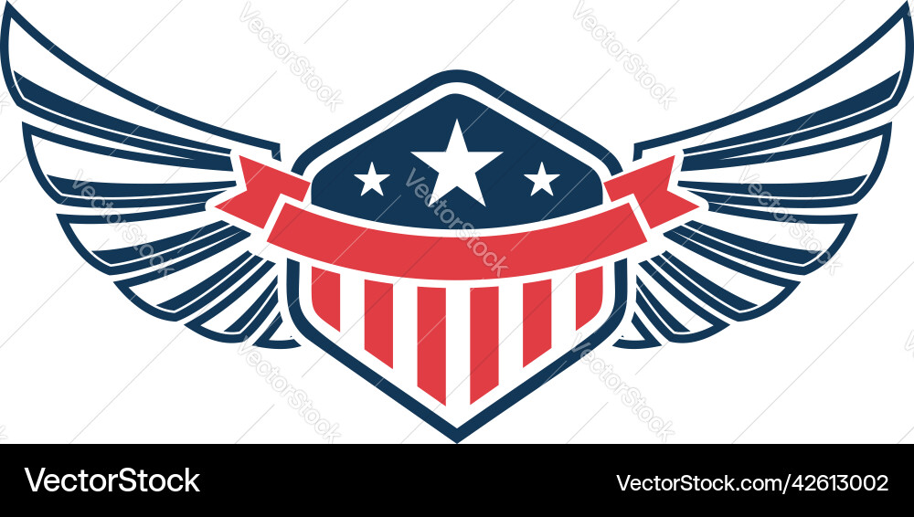 Emblem template with american flag and wings Vector Image