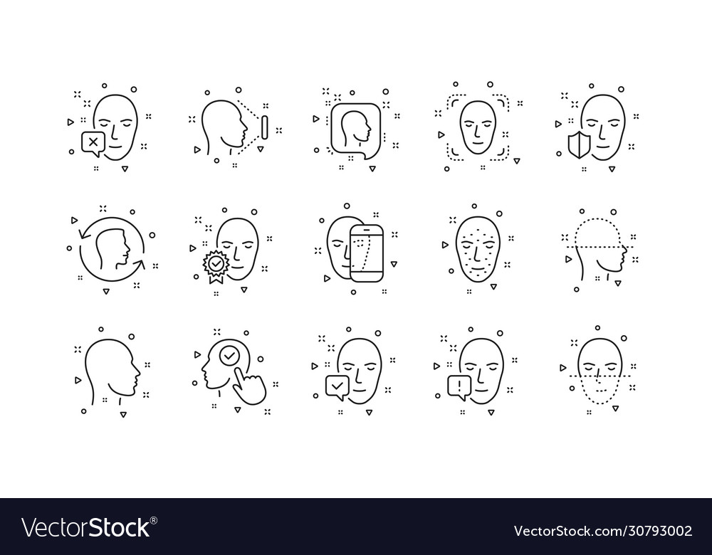 Face recognize line icons biometrics detection Vector Image Face recognize line icons biometrics detection Vector Image