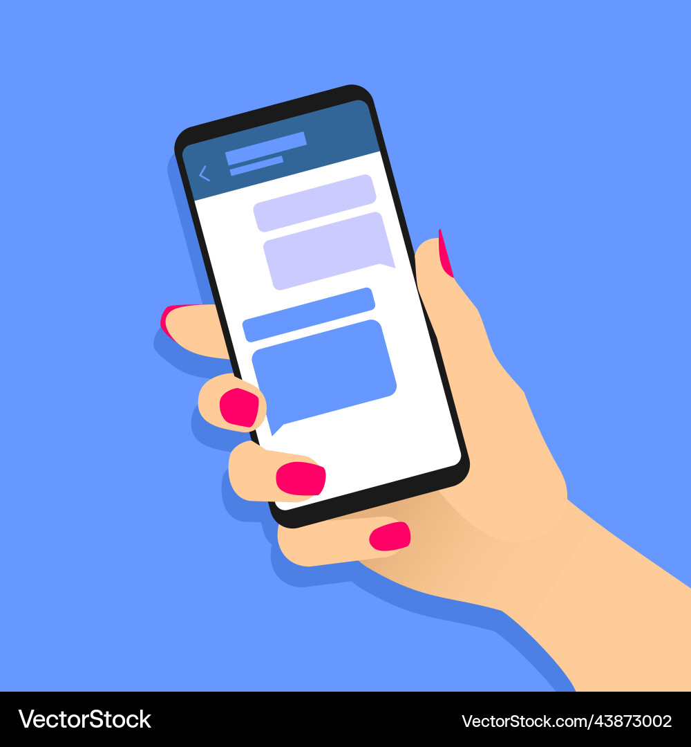 Female hand hold smartphone with chat messages Vector Image