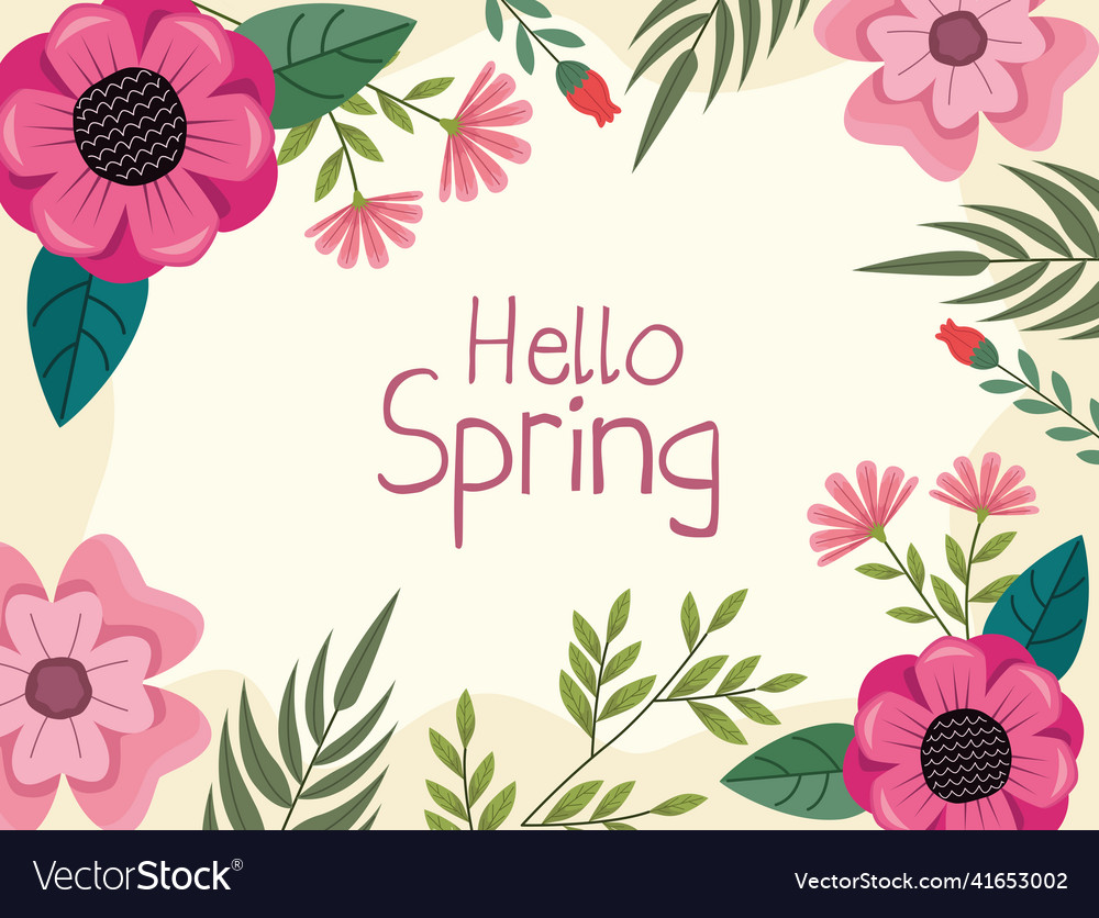 Hello spring frame Royalty Free Vector Image - VectorStock