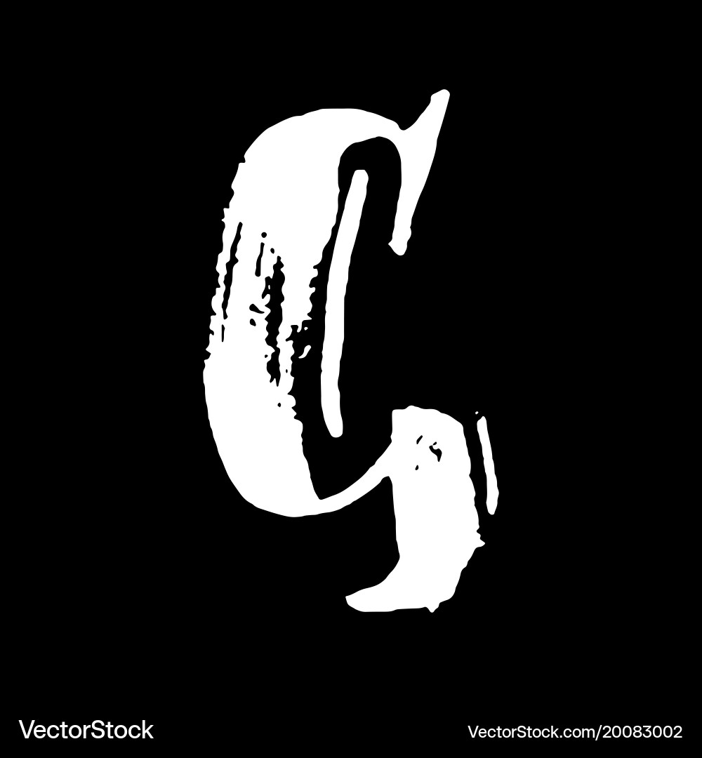 Letter g handwritten dry brush rough strokes Vector Image