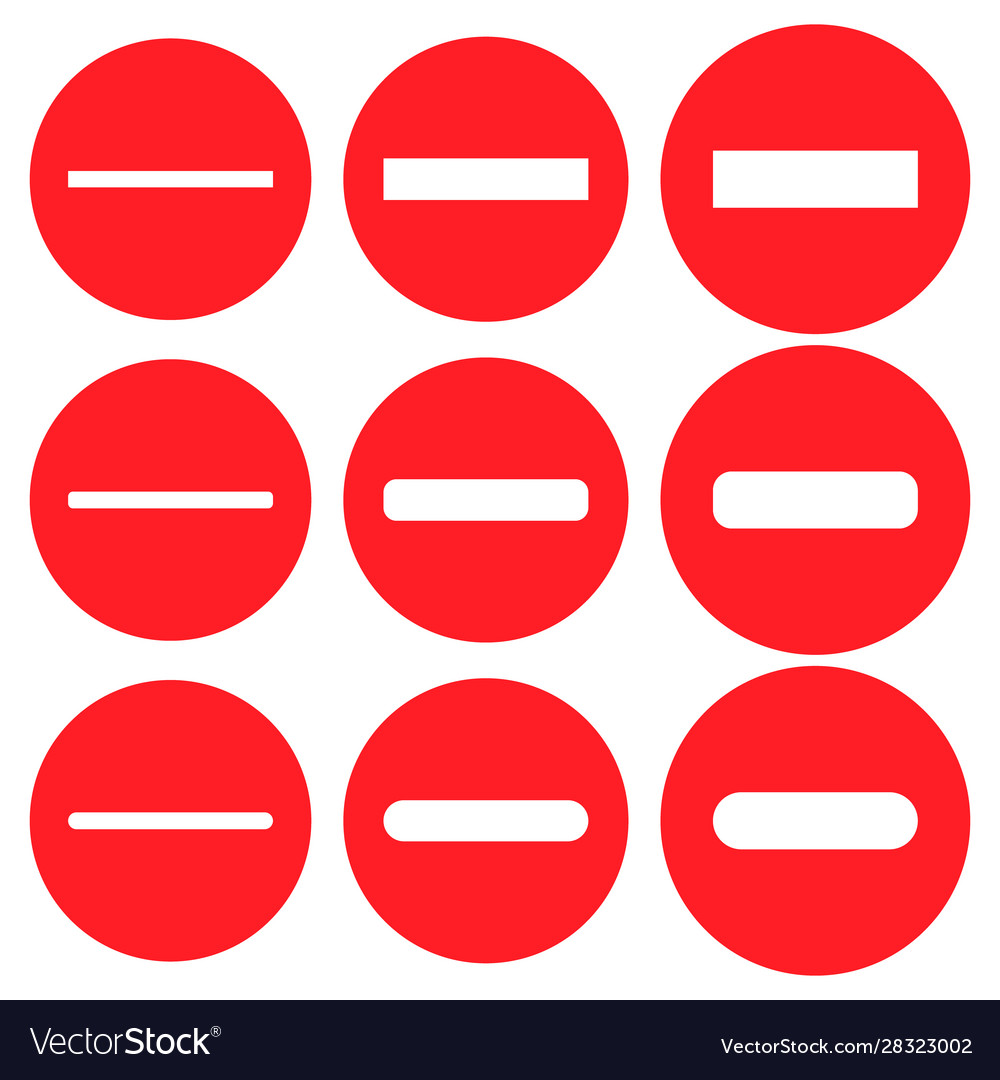 Minus Negative Icon Shape Round Button Set Red Vector Image Minus Negative Icon Shape Round Button Set Red Vector Image