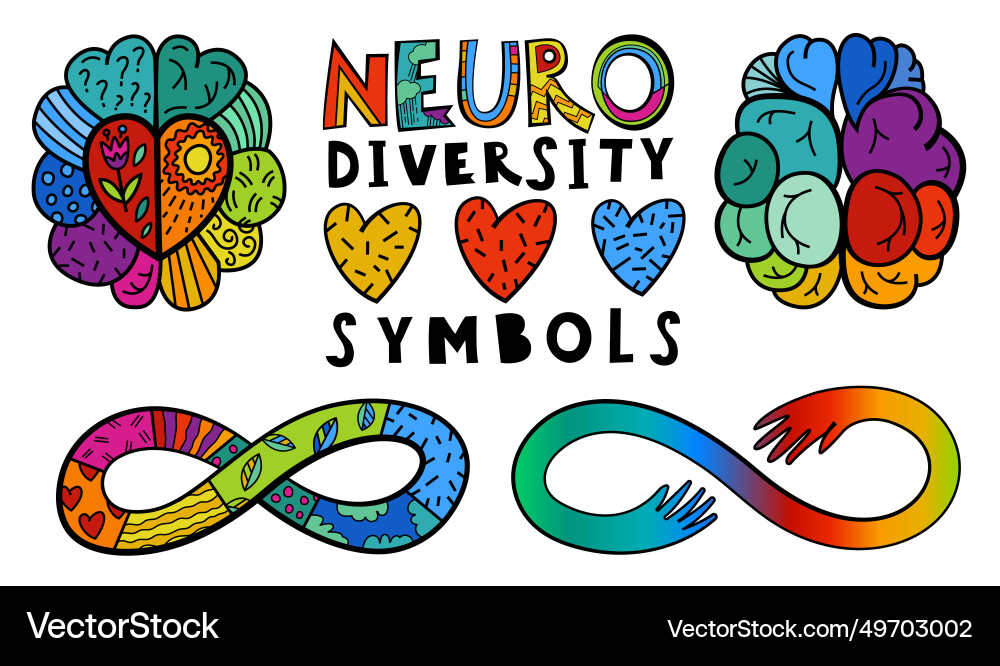 Neuro diversity autism symbols creative hand Vector Image