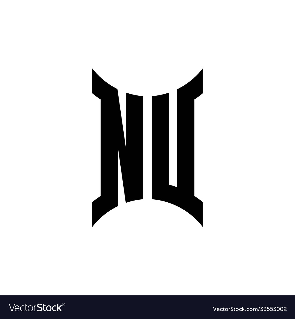 Nu monogram logo with curved side Royalty Free Vector Image