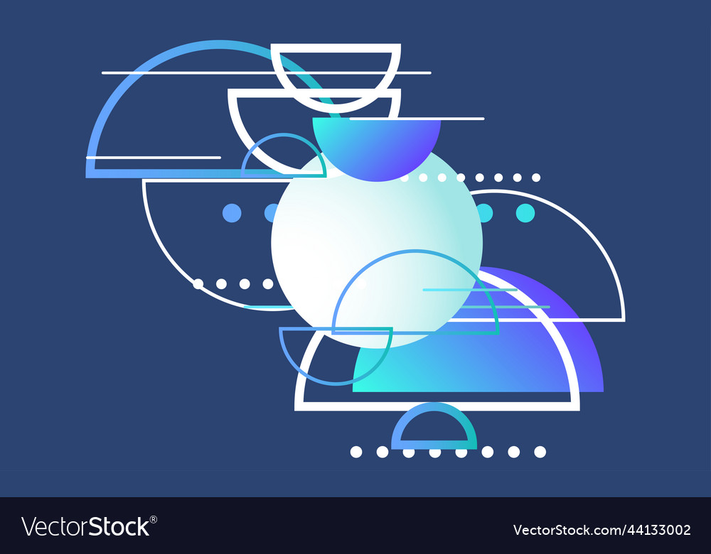 Overlapping design elements on blue background Vector Image
