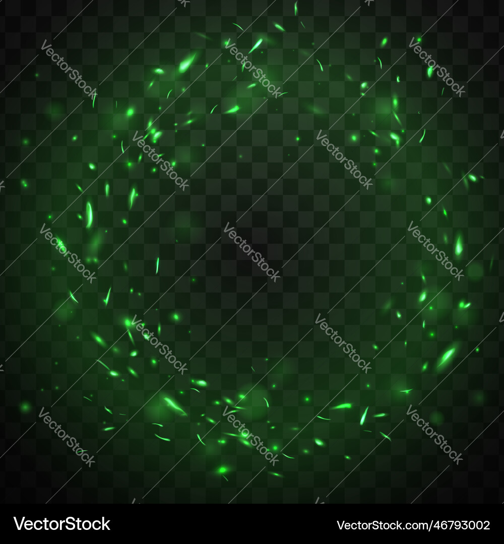 Round green fire sparks or burning flame sparkles Vector Image