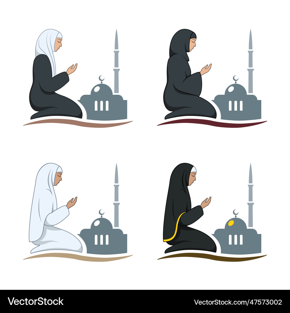 Traditionally clothed muslim woman making Vector Image
