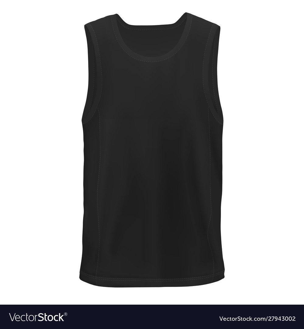 Unn mock-up black mans sleeveless shirt front hip Vector Image Unn mock-up black mans sleeveless shirt front hip Vector Image