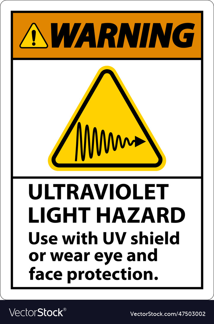 Warning ultraviolet light hazard label on white Vector Image Warning ultraviolet light hazard label on white Vector Image