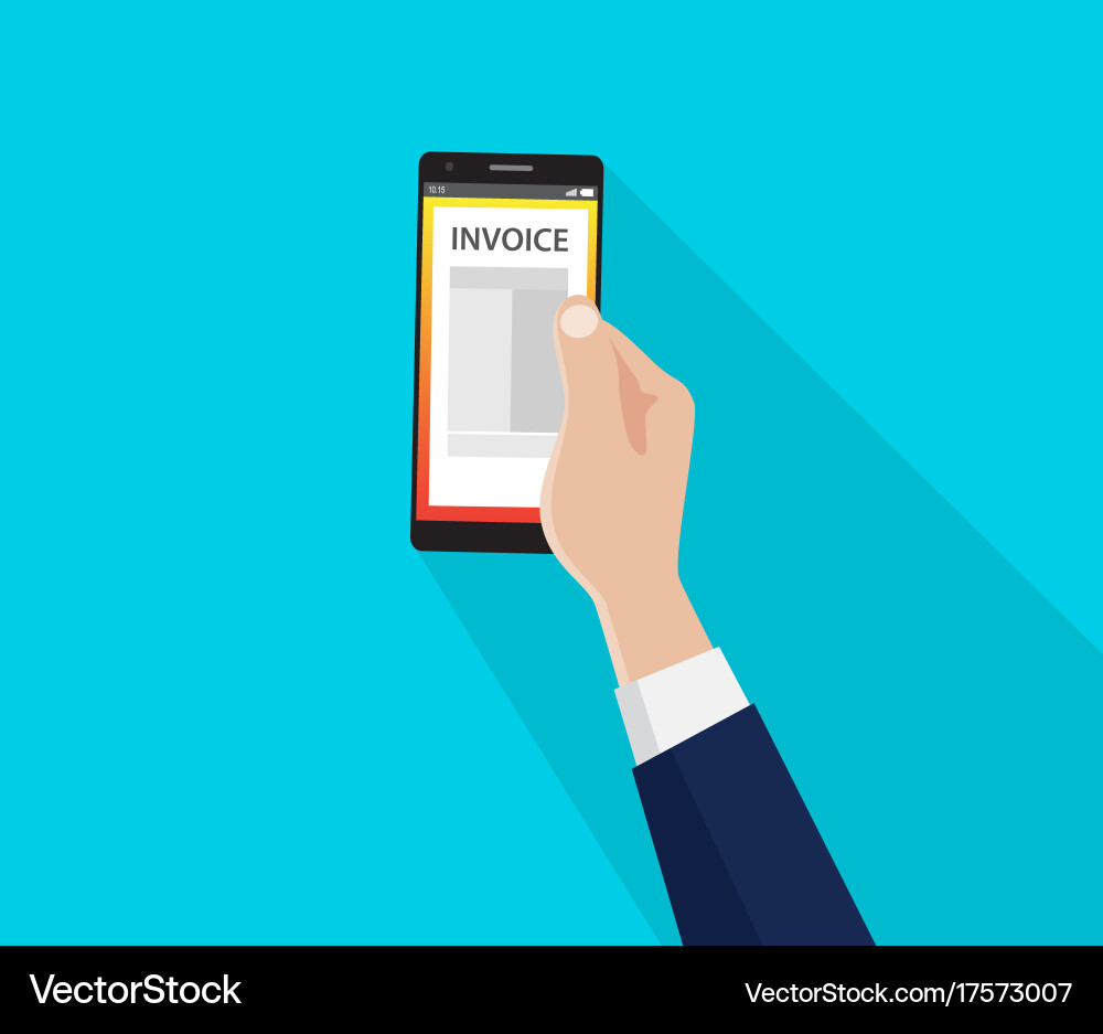 A bill invoice on the smartphone with hand Vector Image