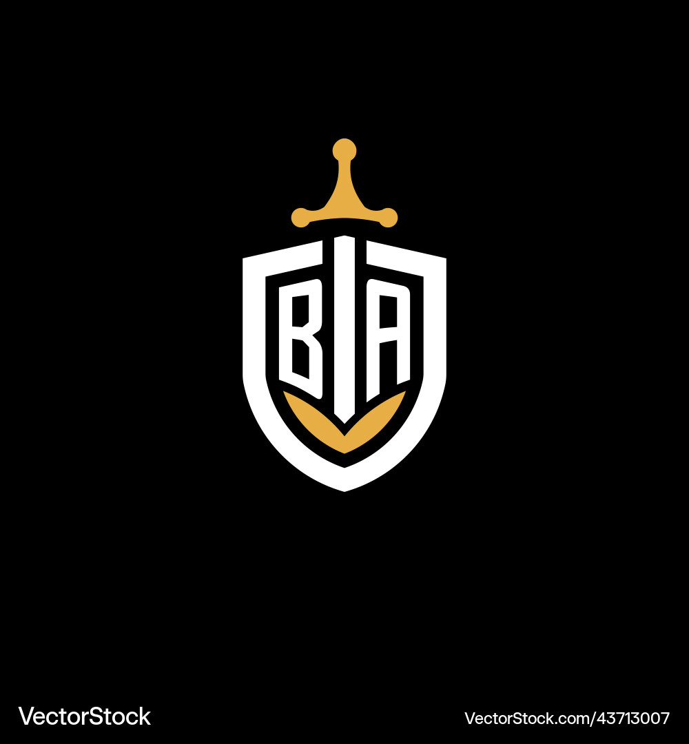 Creative letter ba logo gaming esport with shield Vector Image
