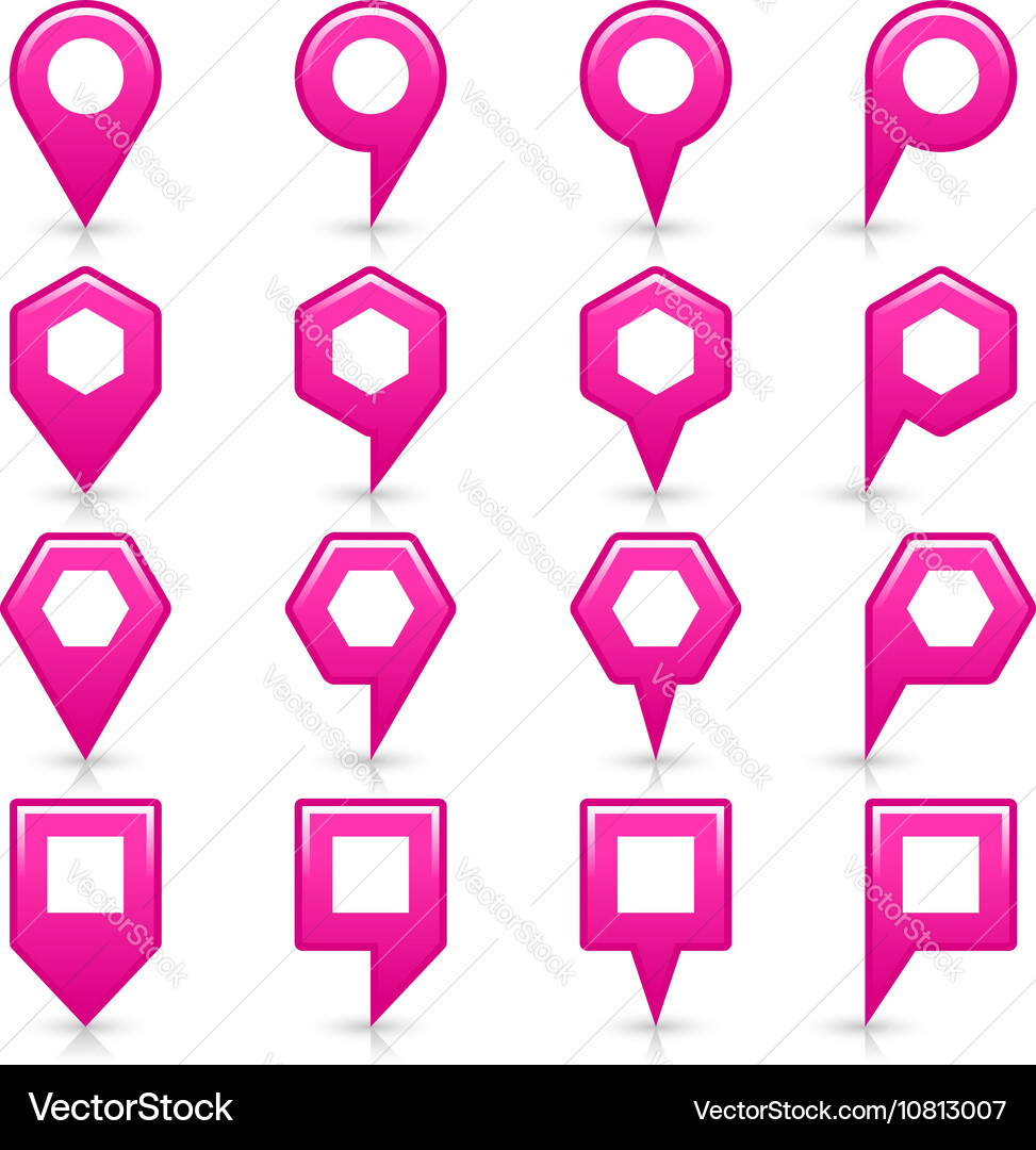 Flat pink color map pin sign location icon Vector Image