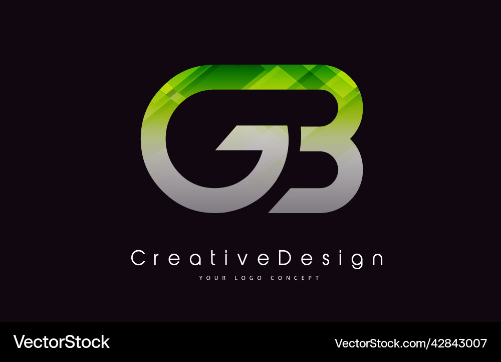 Gb letter logo design green texture creative icon Vector Image