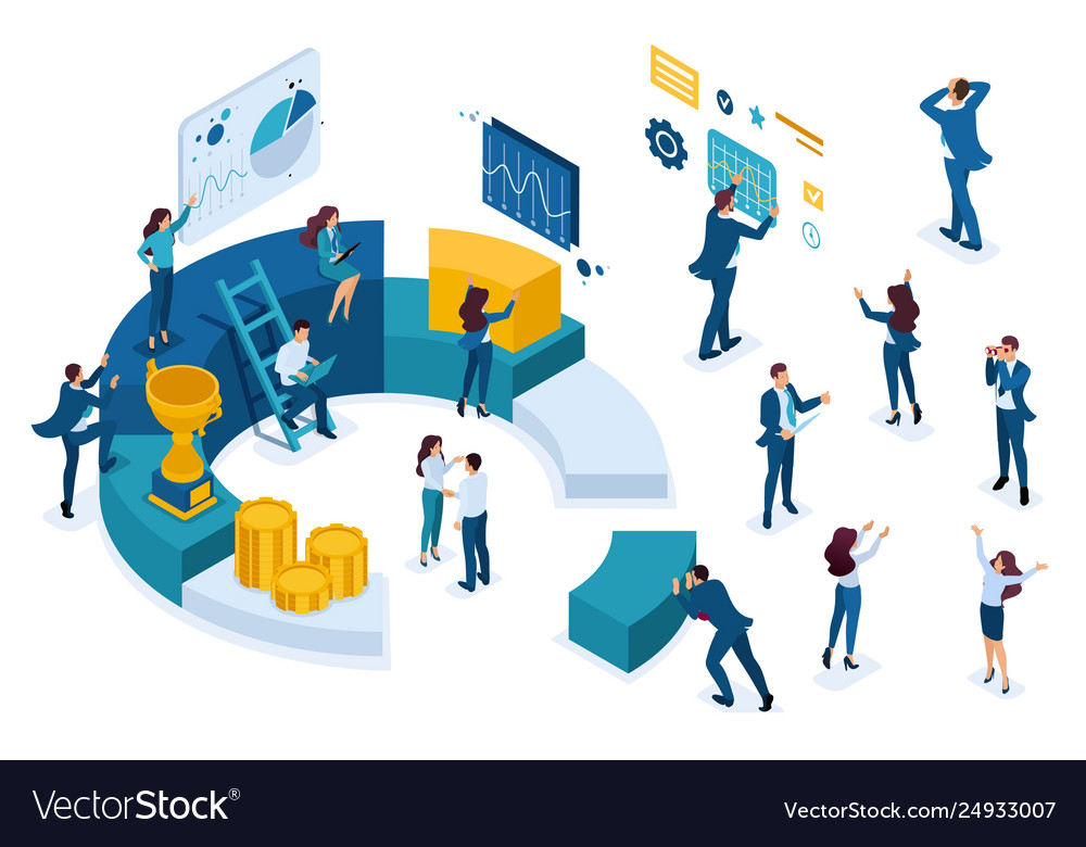 Isometric business characters young entrepreneurs Vector Image Isometric business characters young entrepreneurs Vector Image