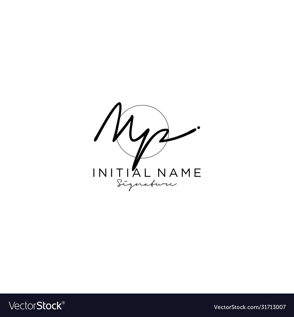 Mp initial handwriting logo design Royalty Free Vector Image