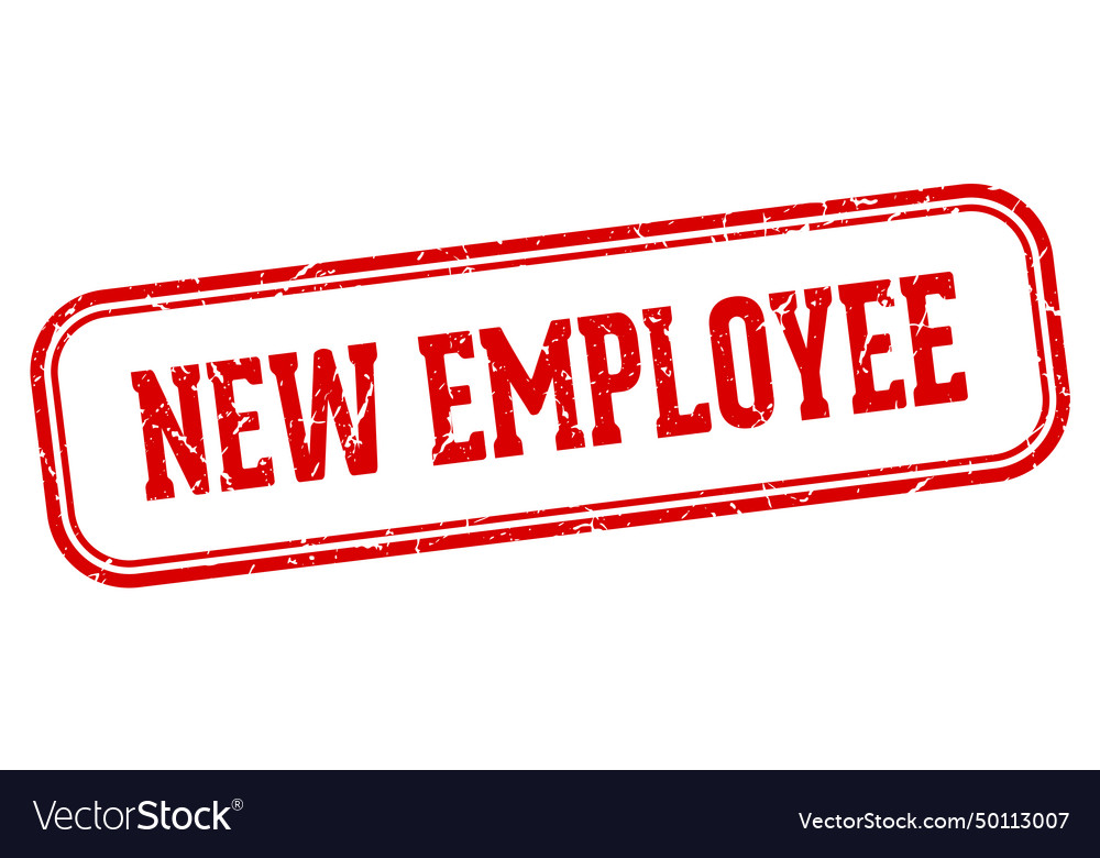 New employee stamp rectangular Royalty Free Vector Image