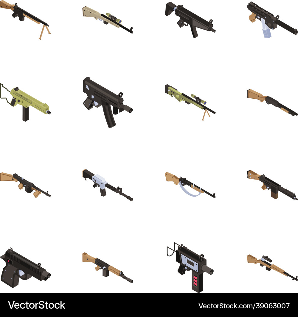 Pack of weapons isometric icons Royalty Free Vector Image