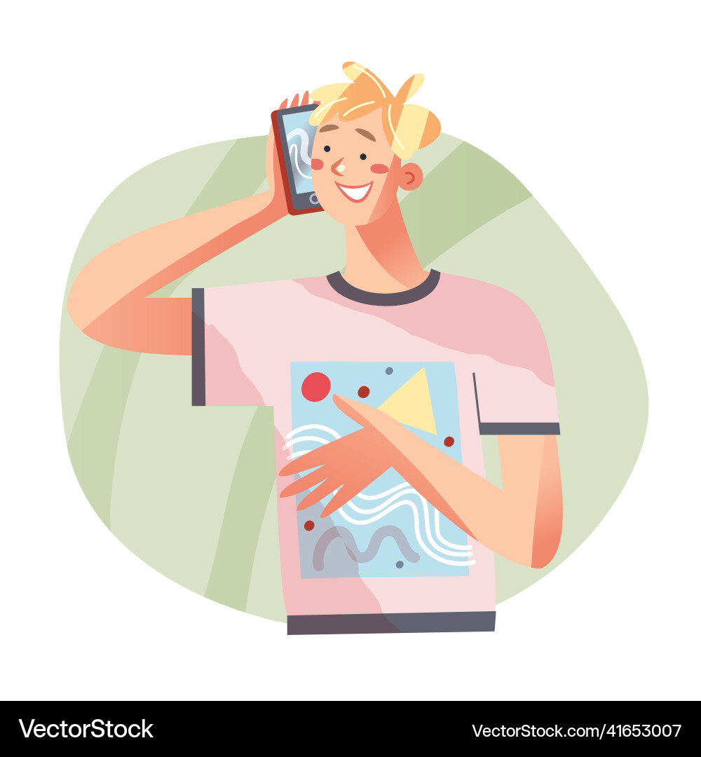 People call phone man standing with telephone Vector Image