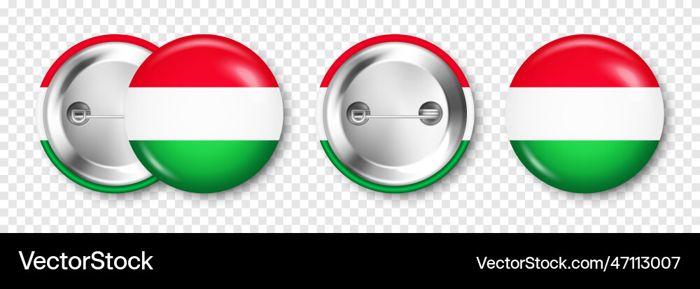 Realistic button badge with printed hungarian flag