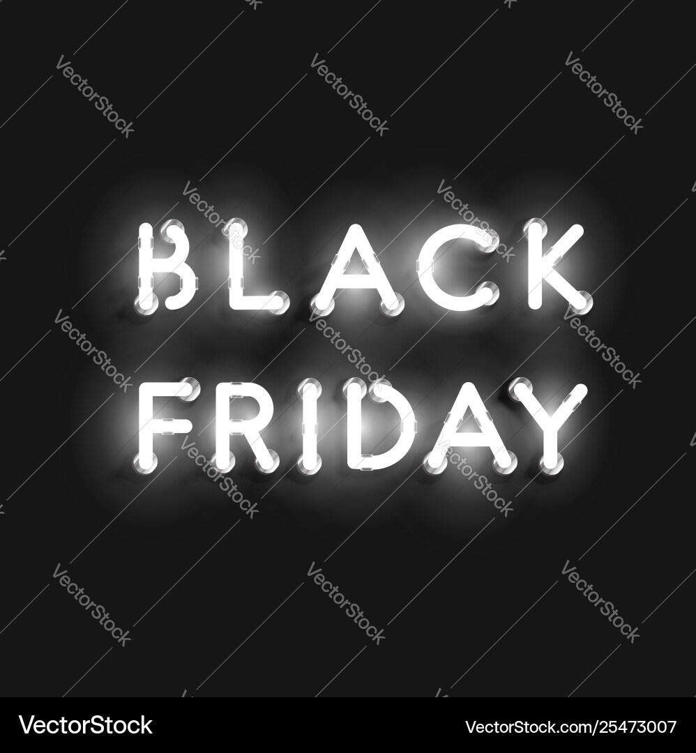 Realistic neon black friday sign Royalty Free Vector Image