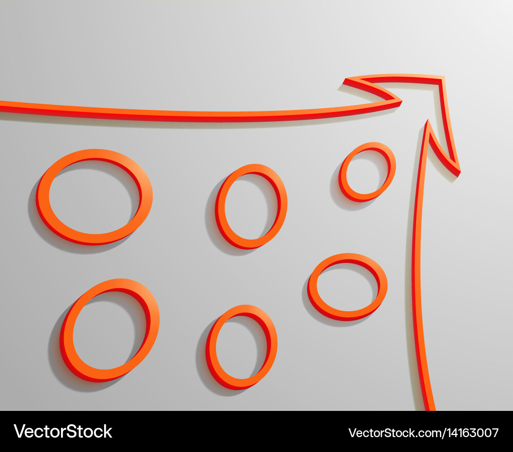 Red arrow with rings inside on a white background Vector Image