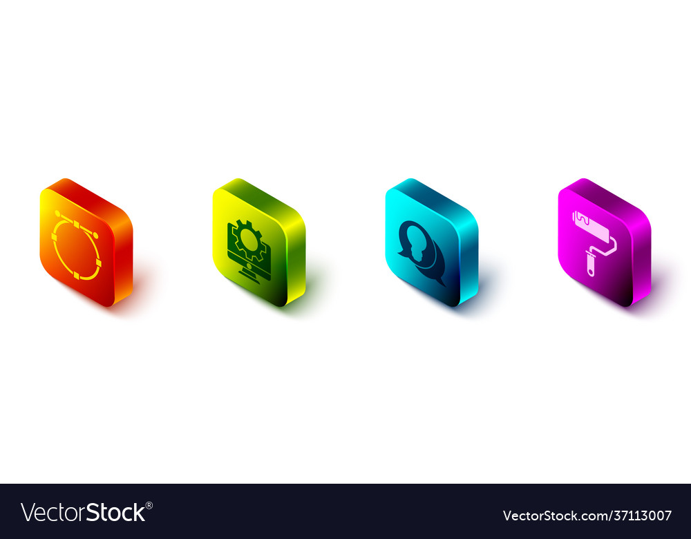 Set isometric circle with bezier curve computer Vector Image