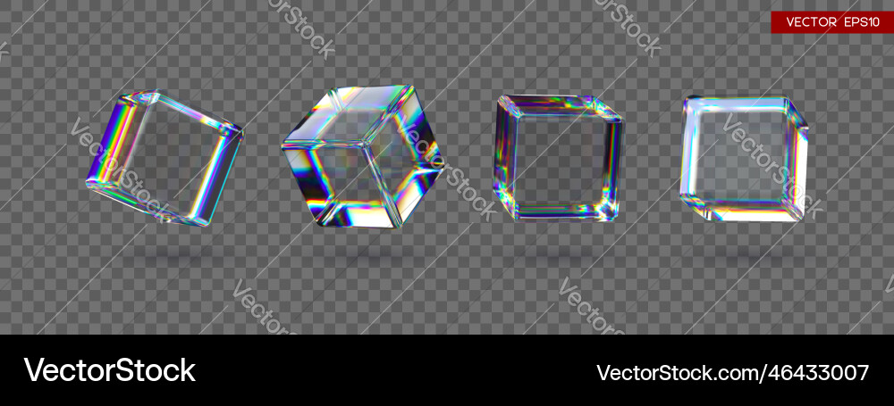 Set of 3d transparent cubes with dispersion Vector Image