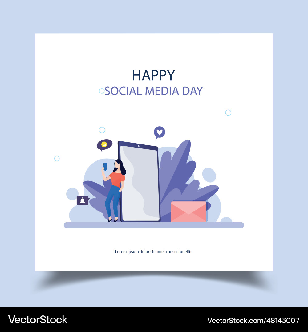 Social media day post banner design Royalty Free Vector