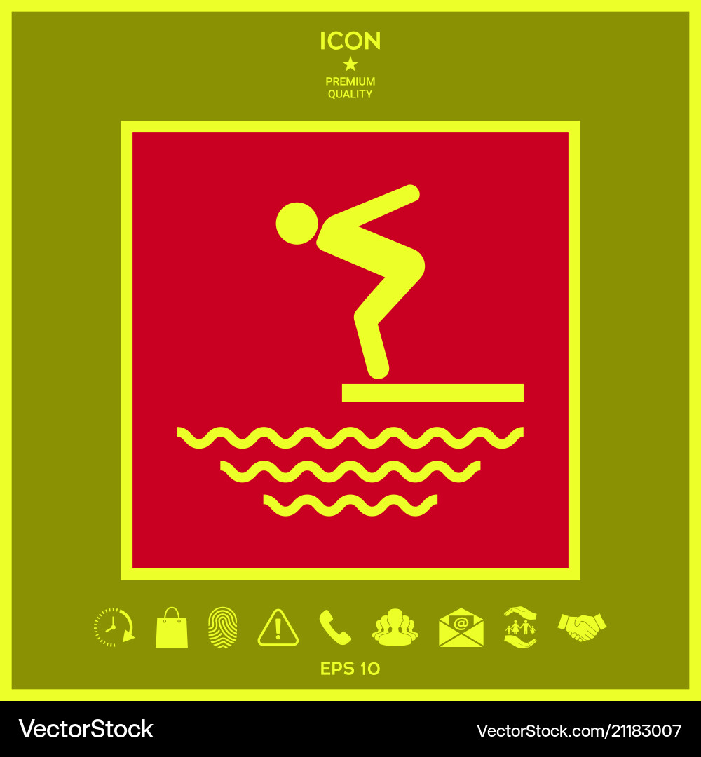 Swimmer on a springboard jumping into the water Vector Image