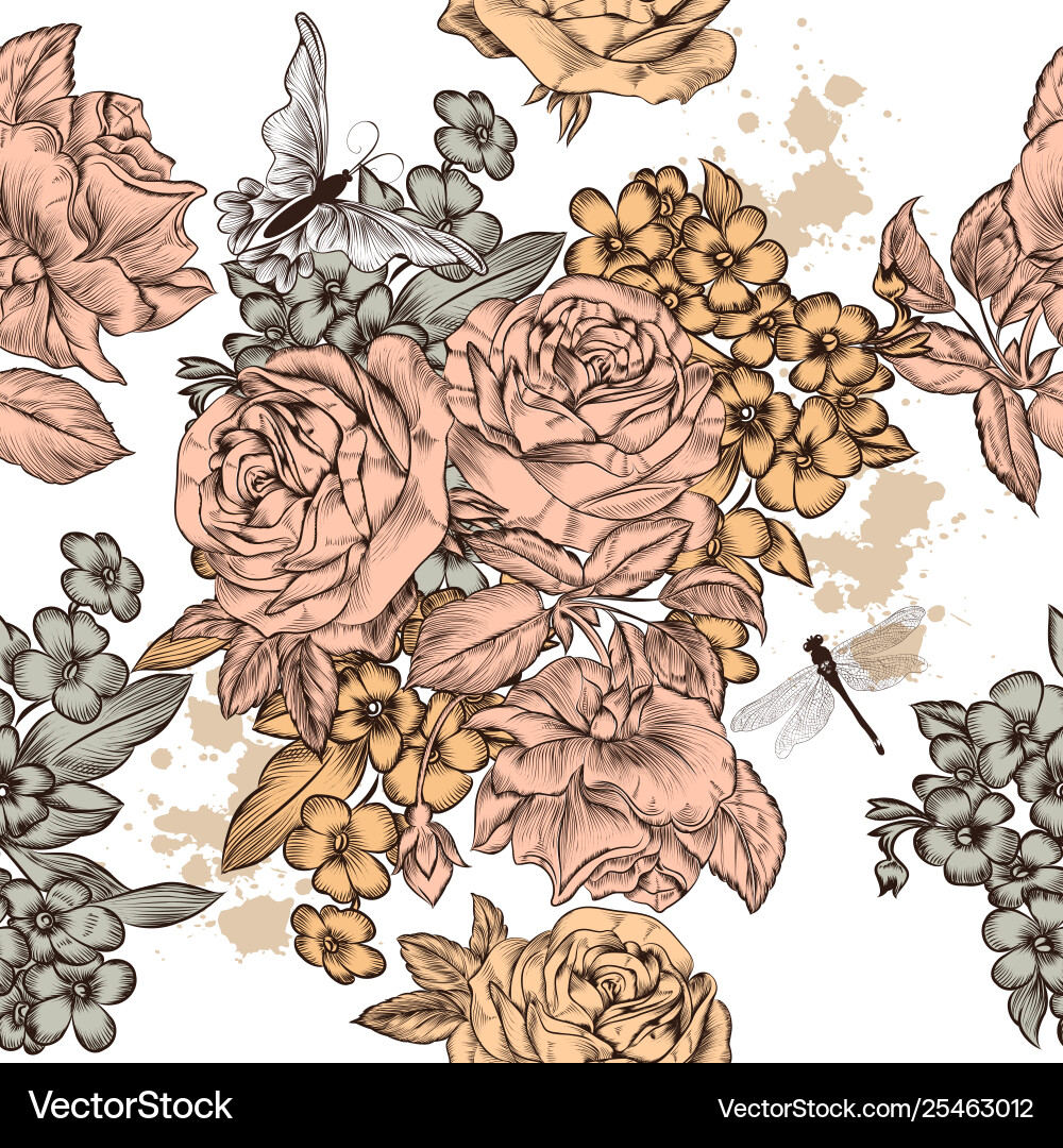 Beautiful seamless background with roses flowers Vector Image