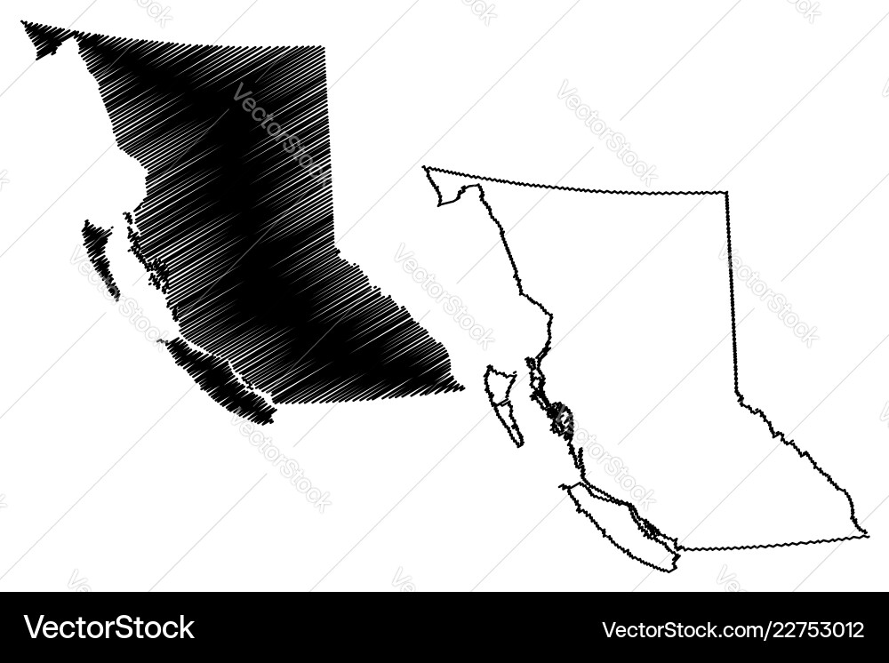 British columbia canada map Royalty Free Vector Image